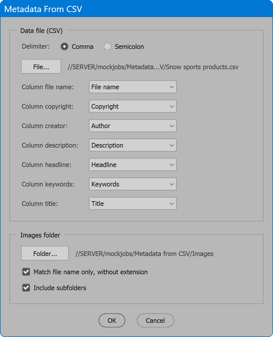 Mars Premedia Metadata From CSV